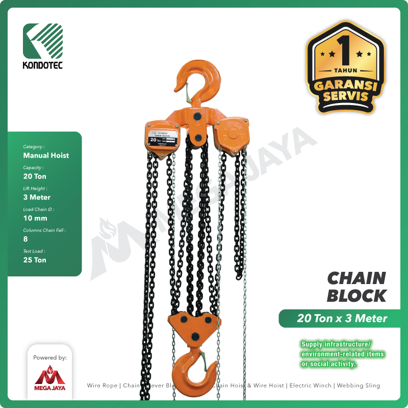 Dapatkan Produk Chain Block Kondotec 20 Ton x 3 Meter Harga Terjangkau
