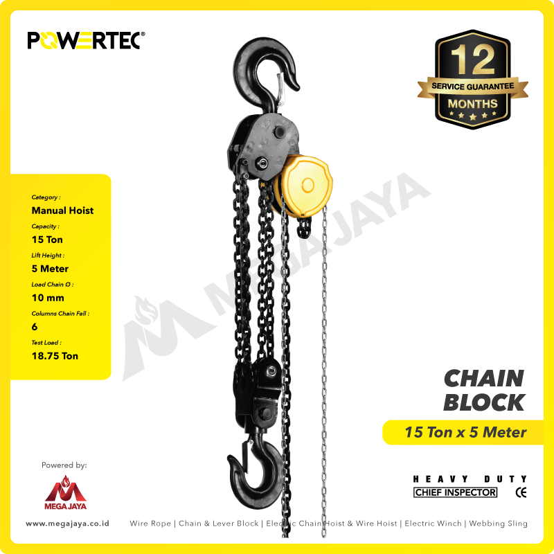 Dapatkan Produk Chain Block Powertec 15 Ton x 5 Meter (10Milimeter ...