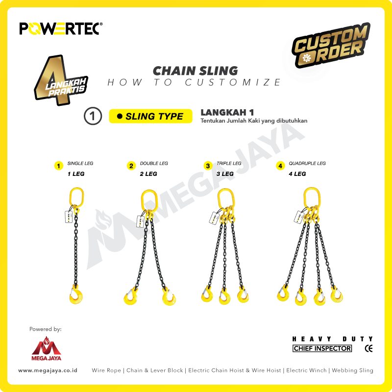 Jasa Custom Chain Sling 2 Legs & Ukuran Lain Hanya di Megajaya!