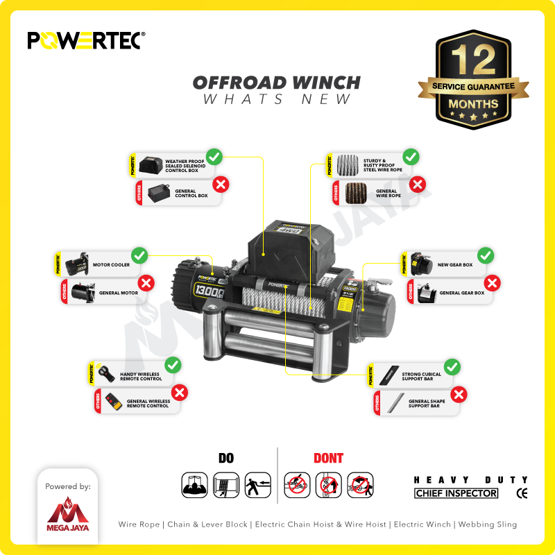 Dapatkan Produk Electric Car Winch DC Powertec PC 13000Lbs-12V 6 Ton x ...