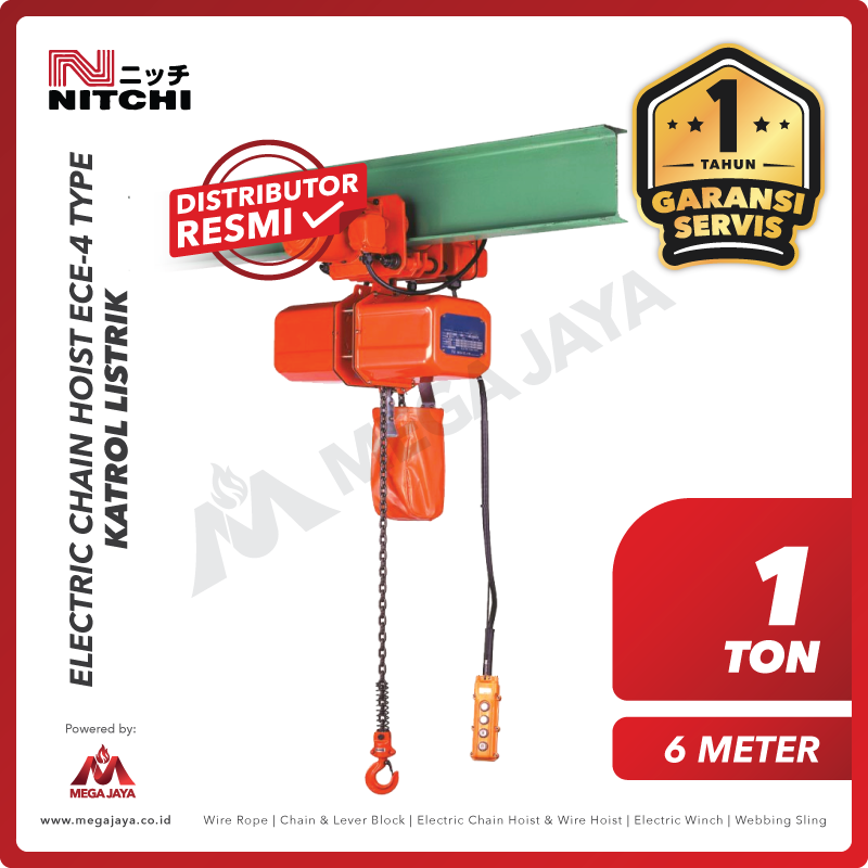 Dapatkan Produk Electric Chain Hoist 3F Nitchi ECE40100 + Trolley 1 Ton ...