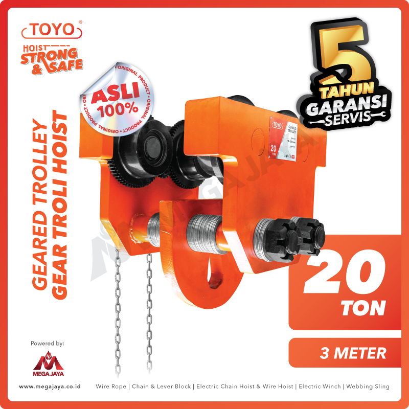 Dapatkan Produk Geared Trolley Toyo GCL 20 Ton x 3 Meter (New) Harga Terjangkau