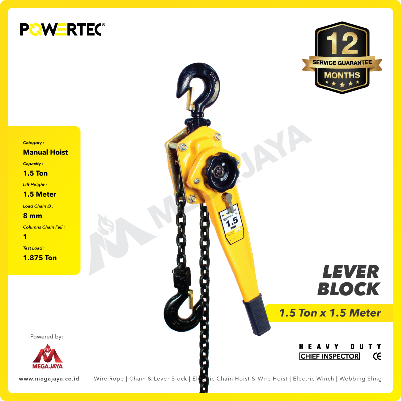 Dapatkan Produk Lever Block Powertec 1,5 Ton x 1,5 Meter (8Milimeter ...