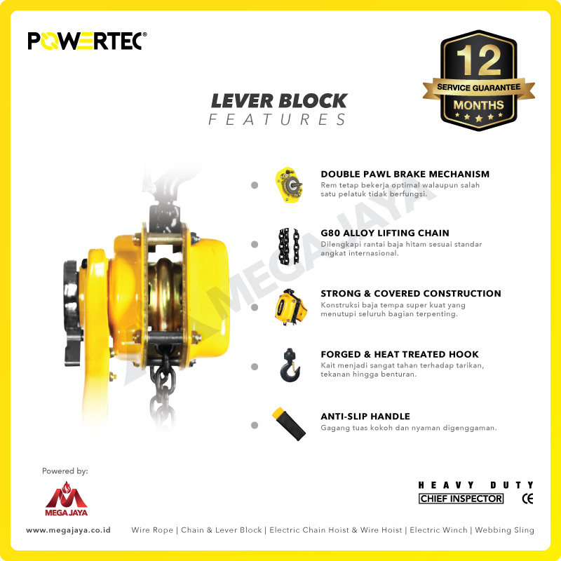Dapatkan Produk Lever Block Powertec 3 Ton x 1,5 Meter (10Milimeter ...