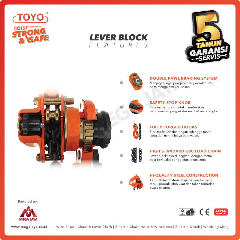 Dapatkan Produk Lever Block Toyo 1 Ton x 3 Meter (6Milimeter) Harga ...