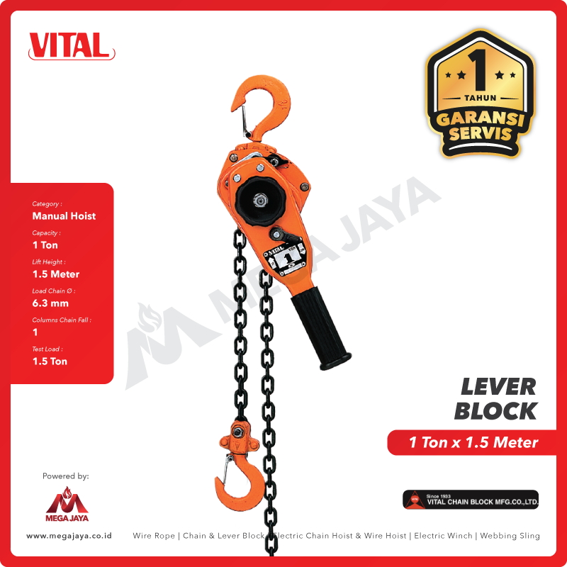 Dapatkan Produk Lever Block Vital JPN 1 Ton x 1,5 Meter Harga Terjangkau