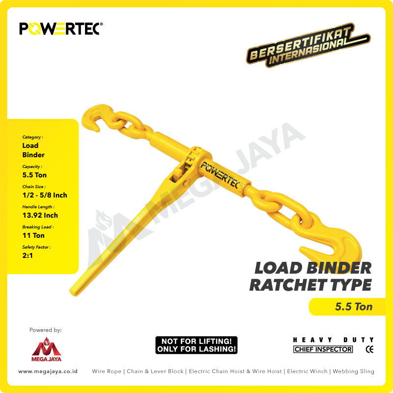 Dapatkan Produk Load Binder Powertec Ratchet Type (Ton) L-140 : 1/2"-5/ ...