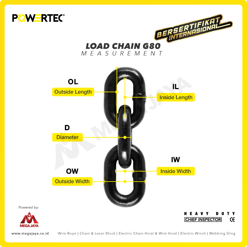 Dapatkan Produk Load Chain Powertec G80 25mm Harga Terjangkau