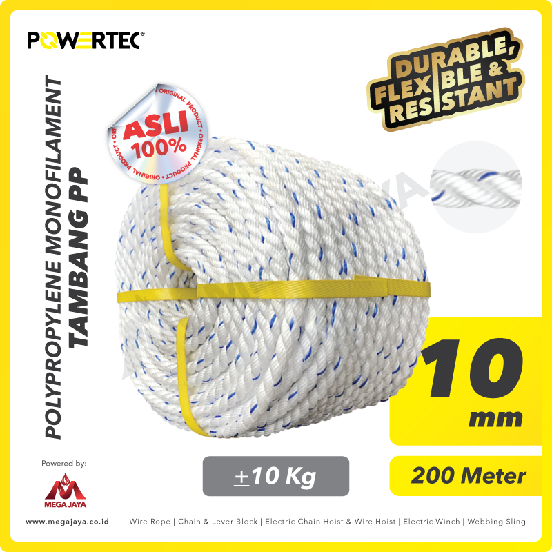 Dapatkan Produk PP Mono Rope Powertec 10Milimeter - Cir 1 1/4" @10Kg ...