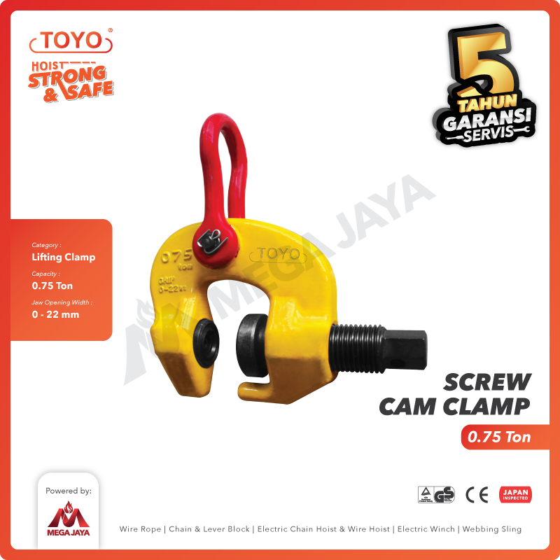 Dapatkan Produk Screw Cam Clamp Merek Toyo STC 0,75 Ton Harga Terjangkau