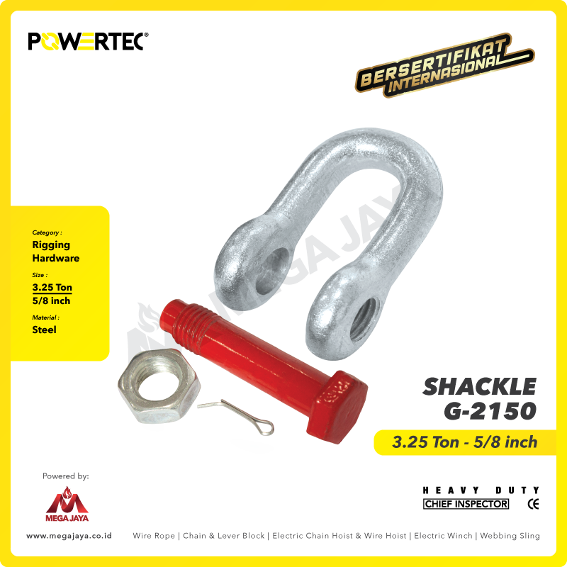Dapatkan Produk Shackle Powertec 2150 3,25 Ton - 5/8" Harga Terjangkau