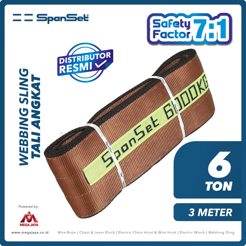 Dapatkan Produk Web Sling Spanset (7:1) 2Ply 6 Ton X 3 Meter (Cokelat ...