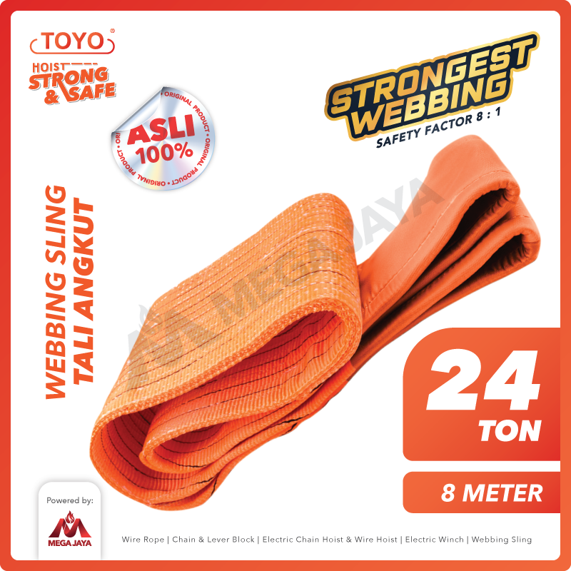 Dapatkan Produk Webbing Sling Merek Toyolift (8:1) 4Ply 24 Ton X 8 ...