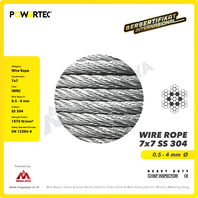 Dapatkan Produk Wire Rope Powertec 7x7 SS 304 0,8mm Harga Terjangkau