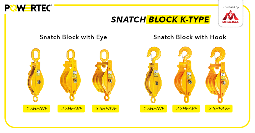 Kenali perbedaan snatch block k-type vs HD-type merk Powertec