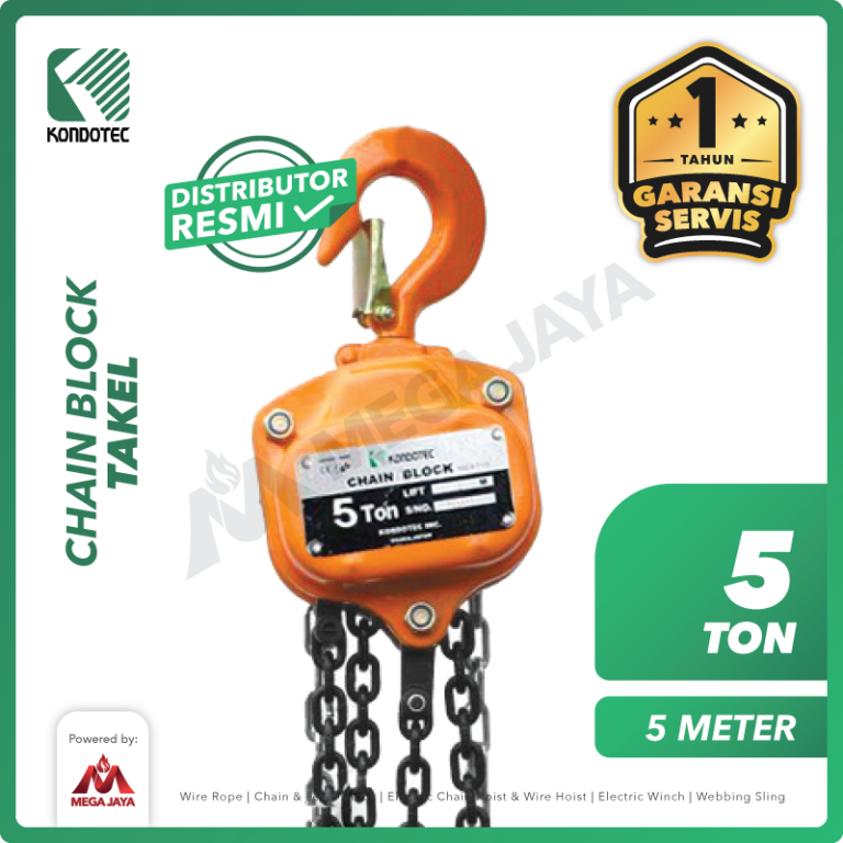 Cek harga Chain Block 5 Ton 5 Meter Kondo Daya Angkut Kuat