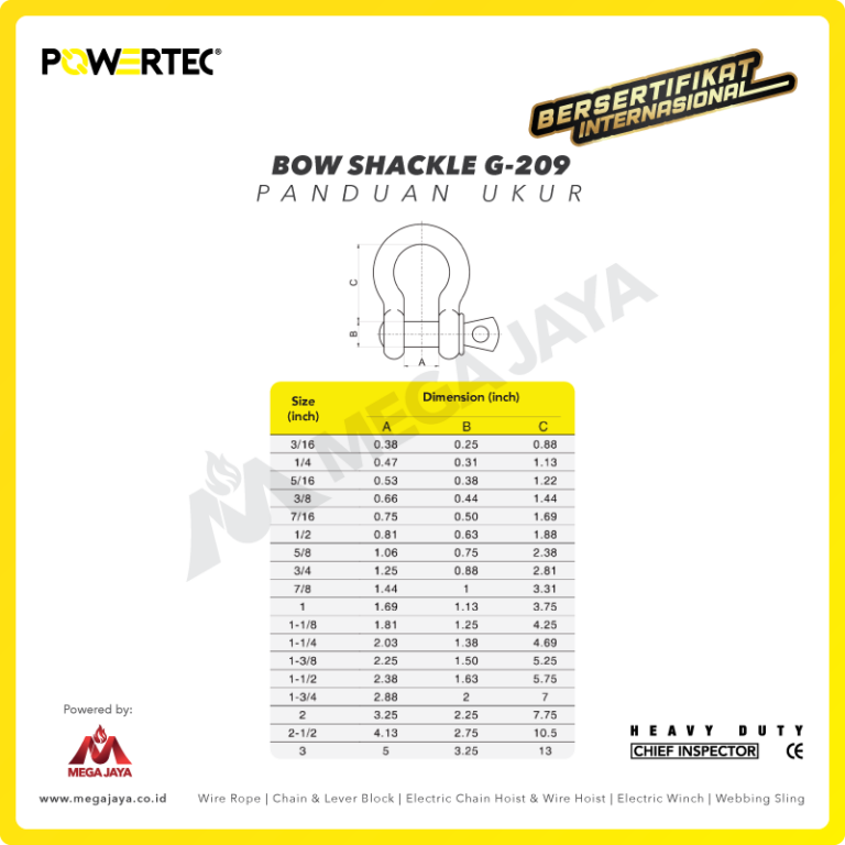 Dapatkan Produk Shackle Powertec 209 12 Ton - 1 1/4" Harga Terjangkau