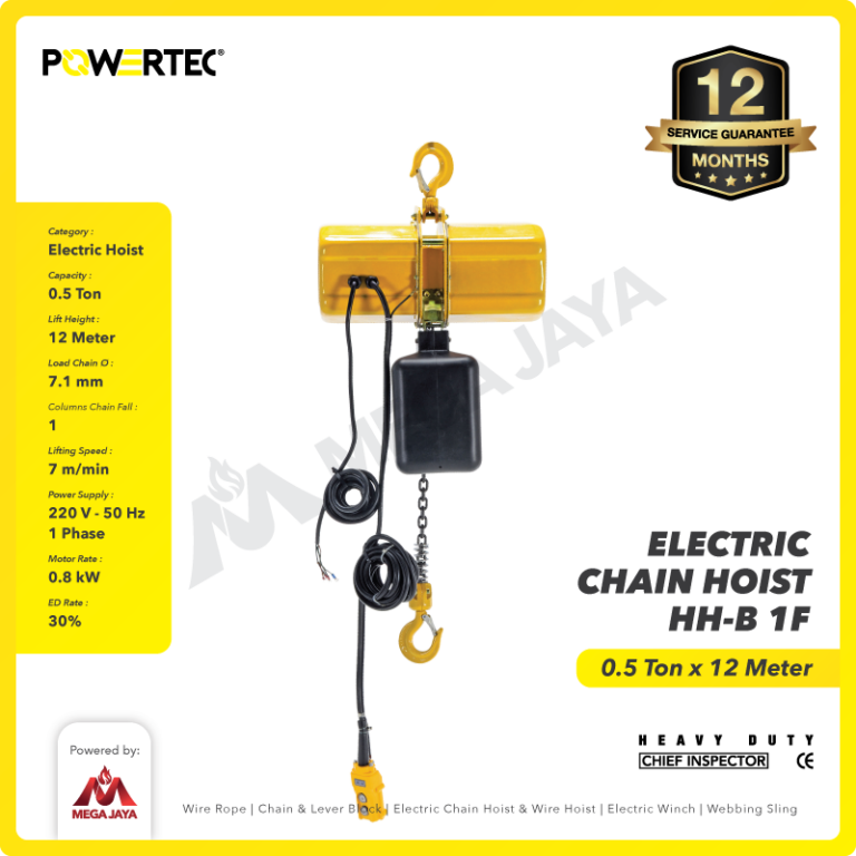 Dapatkan Produk Electric Chain Hoist 3F Merek Powertec HH-B (II) 0,5 ...