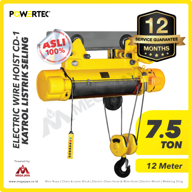 Jual Electric Wire Rope Hoist Powertec Bersertifikasi Lengkap