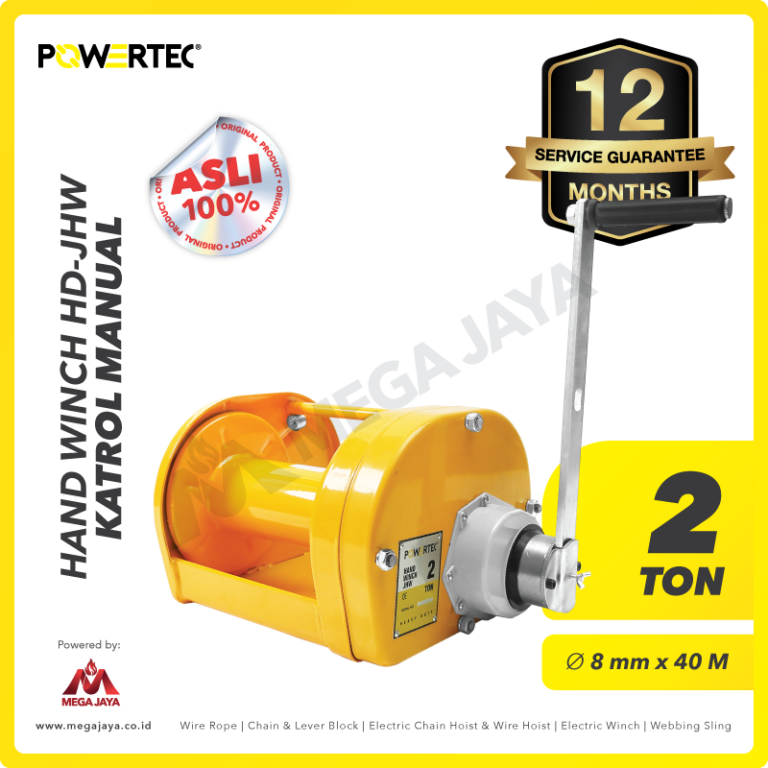 Dapatkan Produk Hand Winch Powertec 600 Lbs / 250 Kg x 15 Meter ...