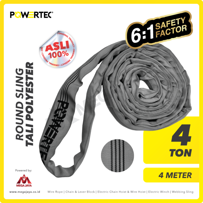 Dapatkan Produk Round Sling Powertec (6:1) 4 Ton x 4 Meter (Abu) Harga ...