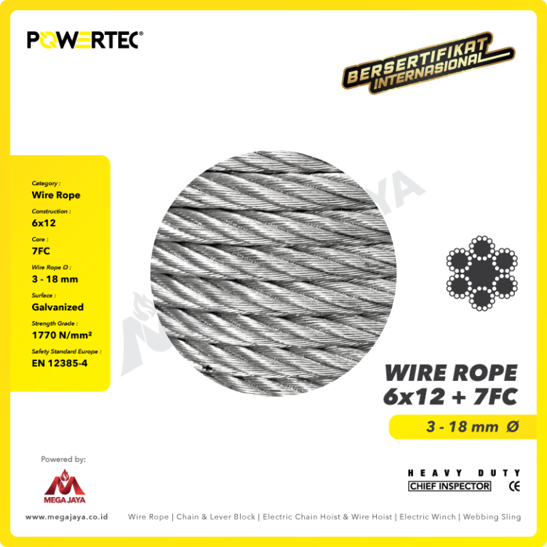Dapatkan Produk Wire Rope Powertec 6x12 + 7FC Galv 12Milimeter Harga ...