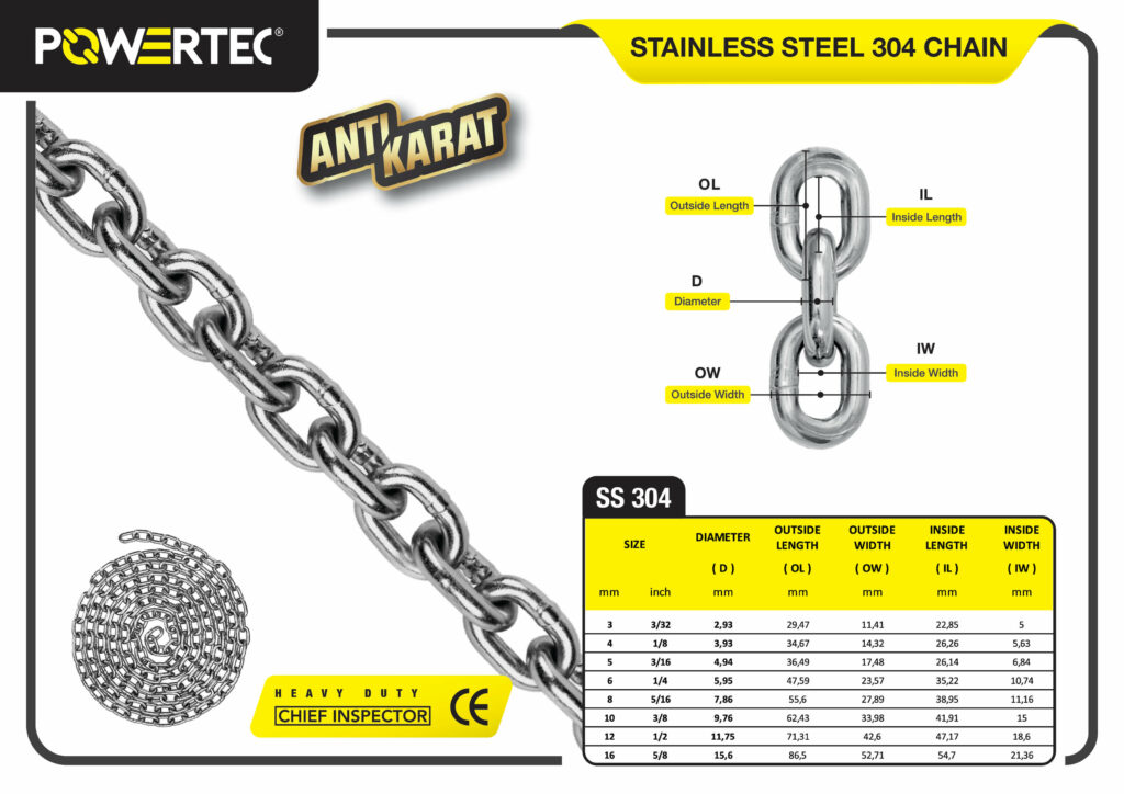 Dapatkan Produk SS 304 Chain Powertec 16Milimeter @200 Kg Harga Terjangkau