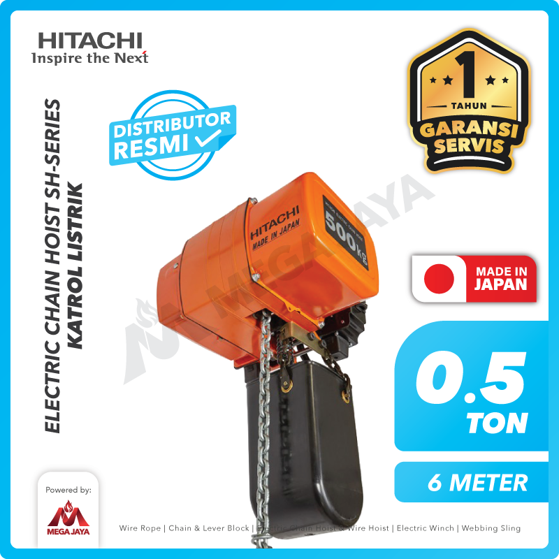Dapatkan Produk Electric Chain Hoist 1F Hitachi 1/2 SSH2 0,5 T x 6 M ...