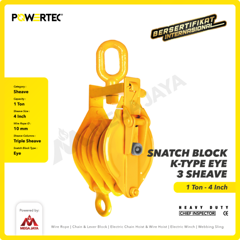 Dapatkan Produk Snatch Block Powertec K-Type Triple Sheave with Eye 1 T ...