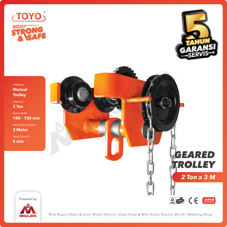 Dapatkan Produk Geared Trolley Toyo GCL 2 Ton x 3 Meter (New) Harga ...