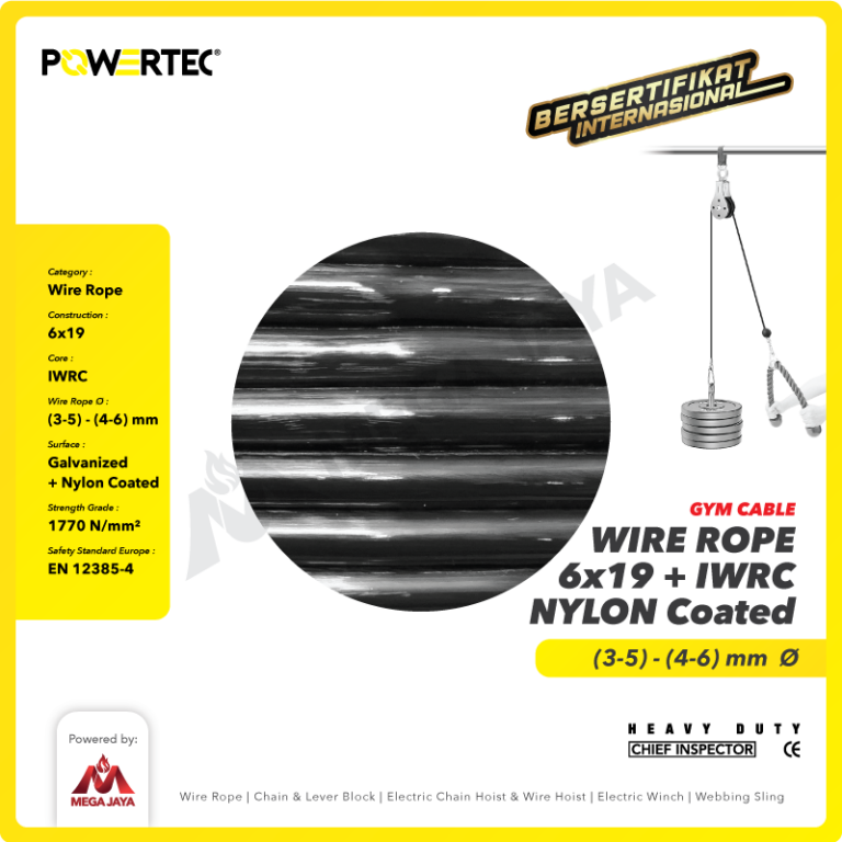 Dapatkan Produk Wire Rope Powertec 6x19 + IWRC PVC (Hitam) 3-5Milimeter ...