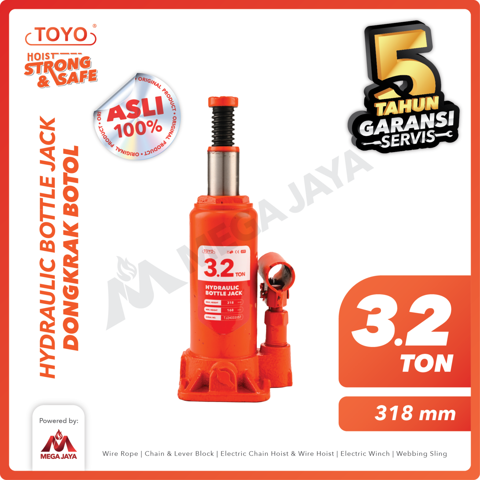 Dapatkan Produk Hydraulic Bottle Jack Toyo 3.2 Ton + Handle Harga ...